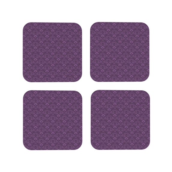 Coasters Set of 4 - Retro Florals Purple Drink Coasters for Tabletop ...