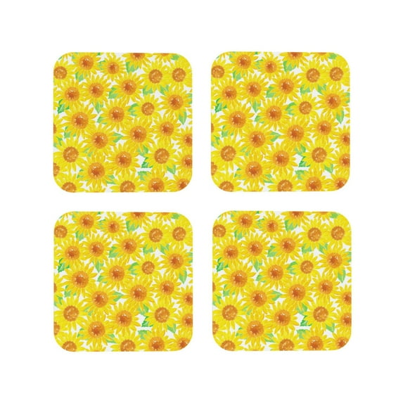 Coasters Set of 4 - Sunflowers2 Drink Coasters for Tabletop Protection ...