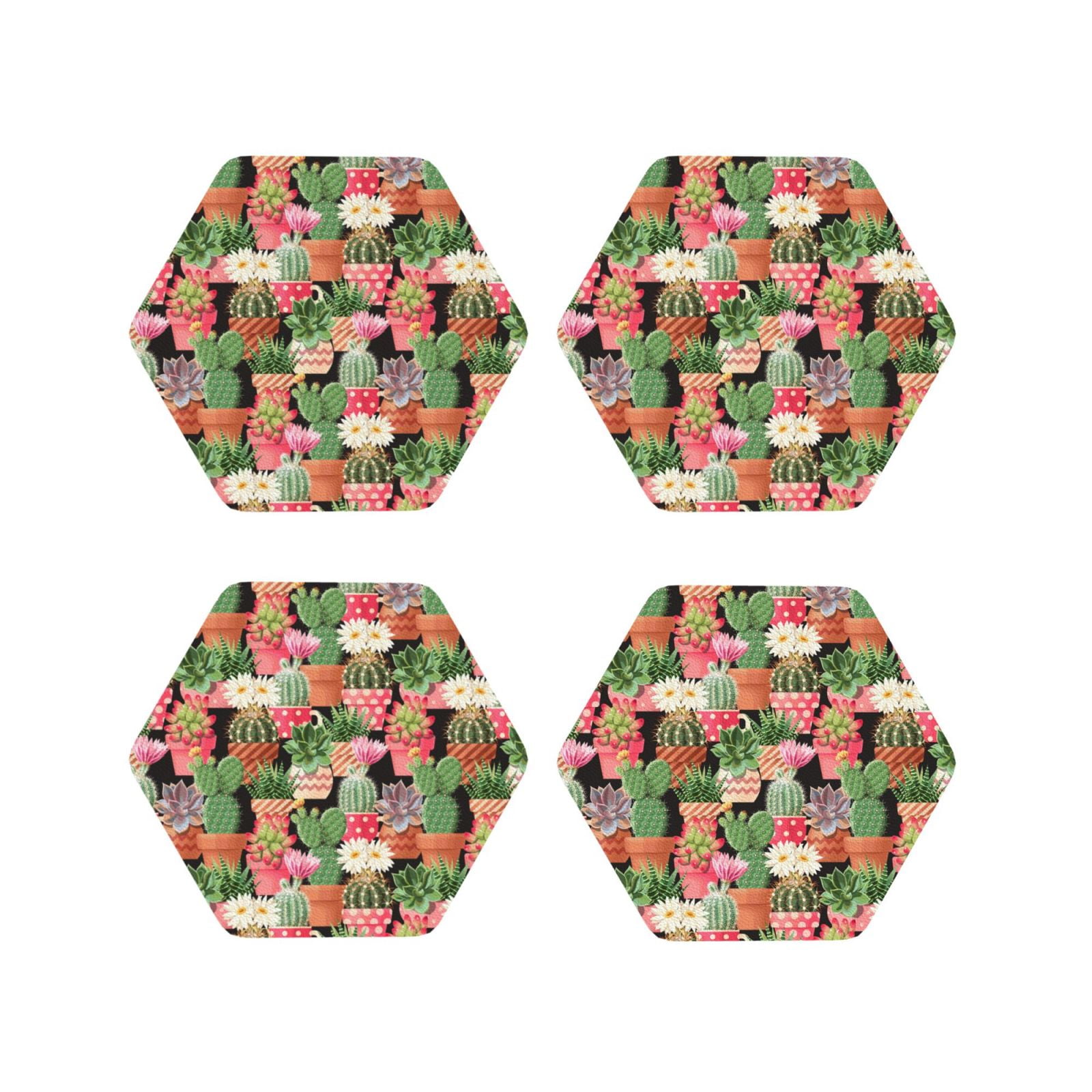 Coasters Set of 4 - potted plant Cactus Drink Coasters for Tabletop ...