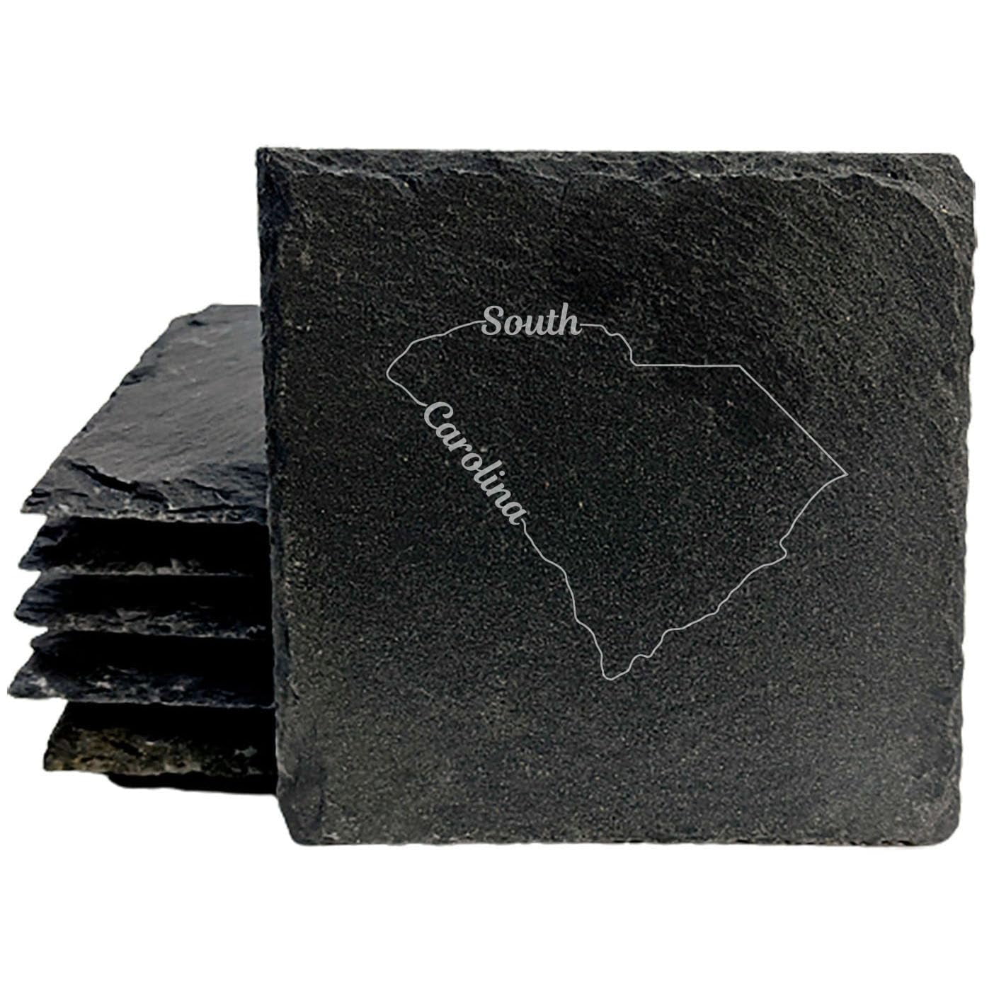 Coasters Set of 8, Square 4" with South Outline Design, Laser Etched ...