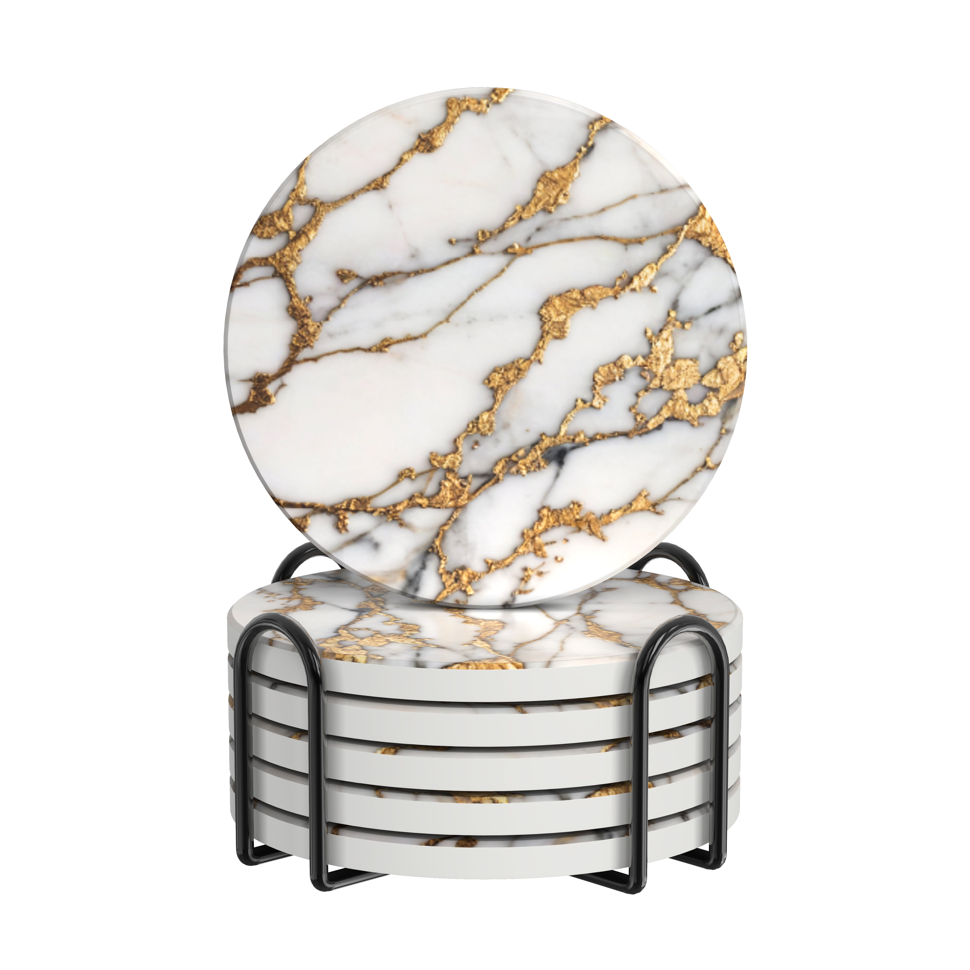 Coasters for drinks ,Ceramic Coasters with Holder ,Set of 6 Absorbent ...