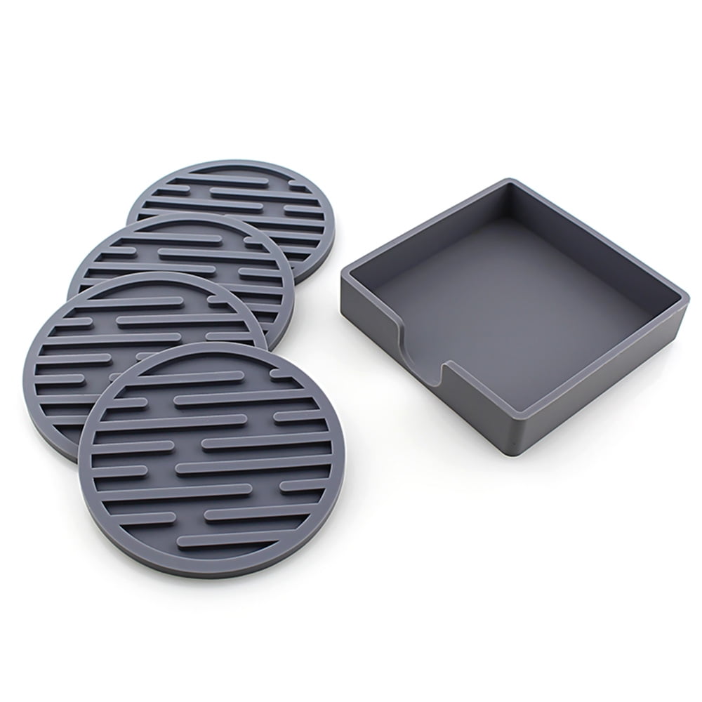 Coasters for Drink, Silicone Coasters 4 Pcs per Set with Holder, Non ...