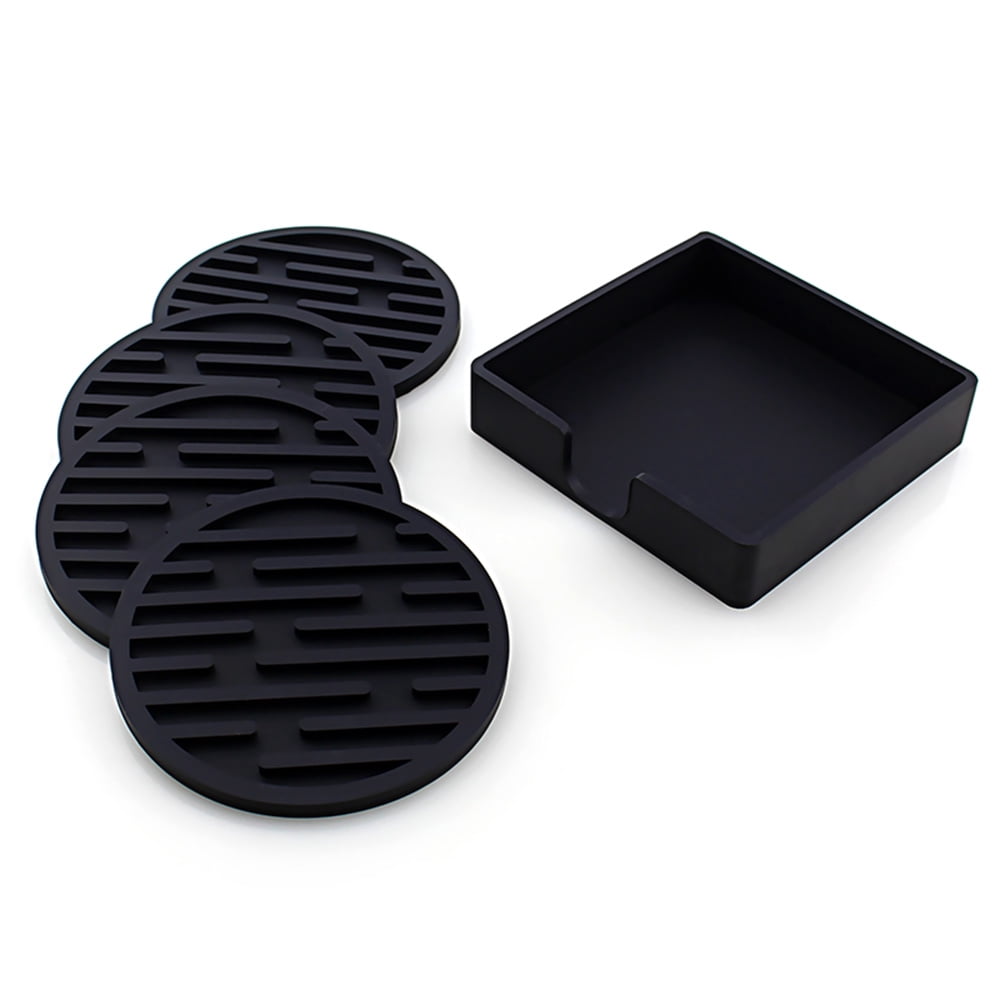 Coasters for Drink, Silicone Coasters 4 Pcs per Set with Holder, Non ...