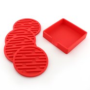 BARVIVO Silicone Coasters Set with Table Holder - Slide Resistant for ...
