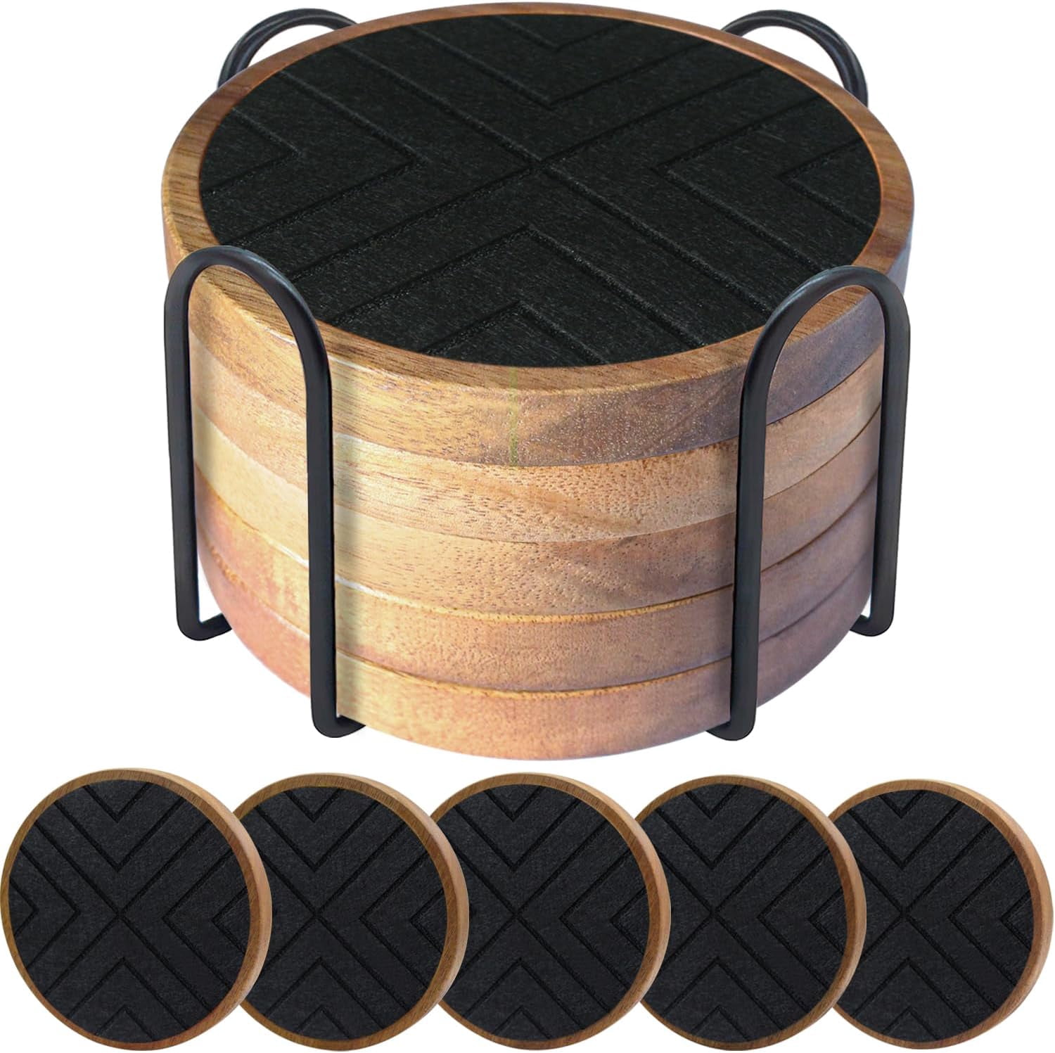 Coasters for Drinks Absorbent 5 Pack, Coasters for Coffee Table with ...