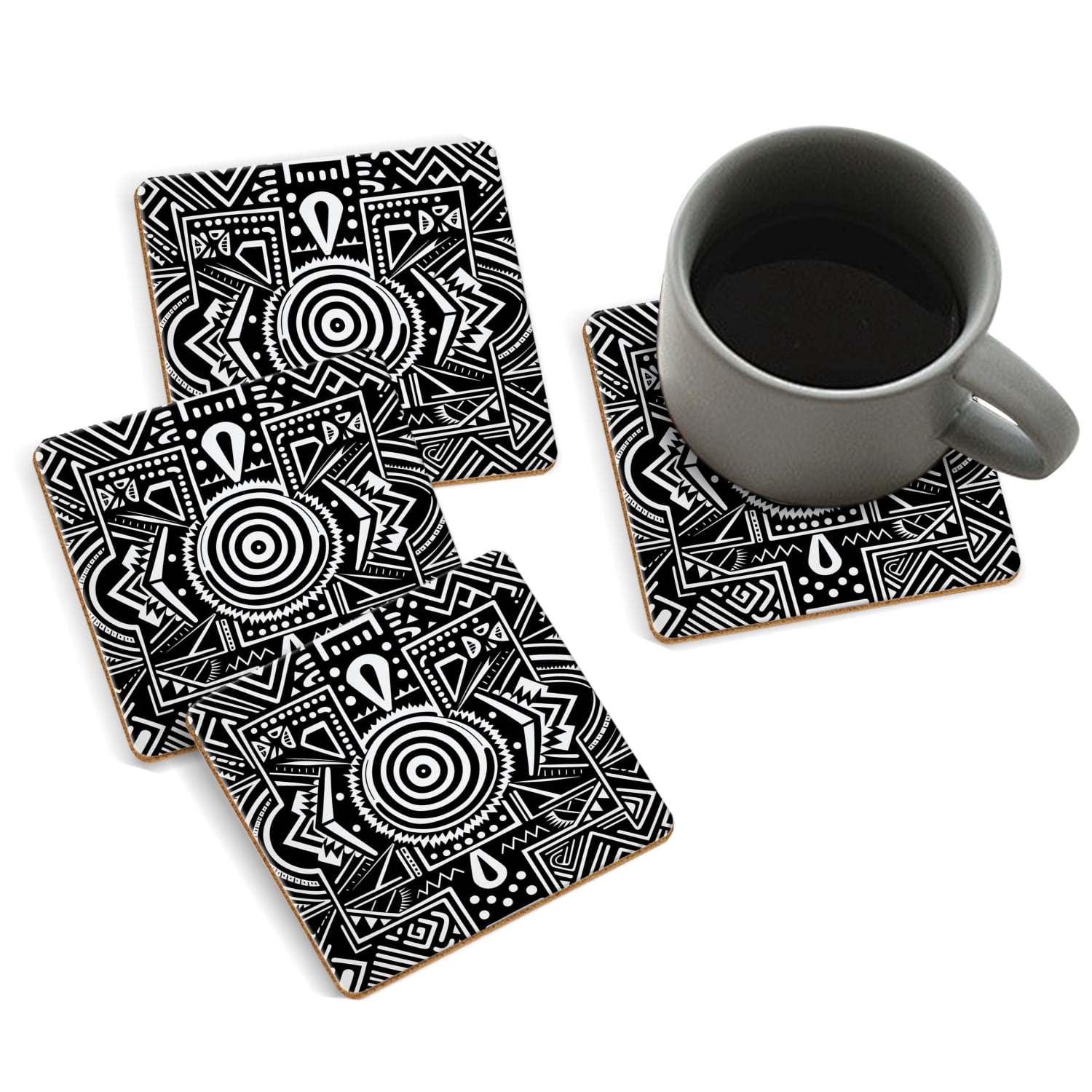 Coasters for Drinks Bar Beer,Set of 4 ,Square Wooden Housewarming Gift ...