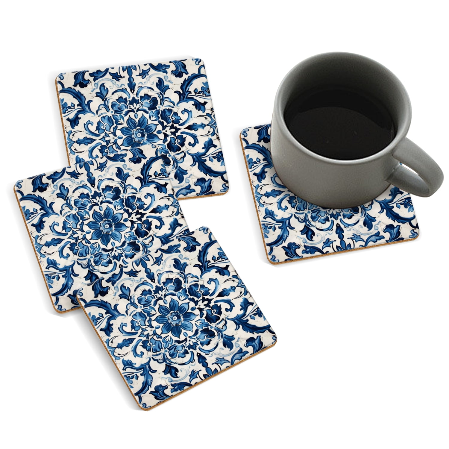 Coasters for Drinks Bar Beer,Set of 4 ,Square Wooden Housewarming Gift ...