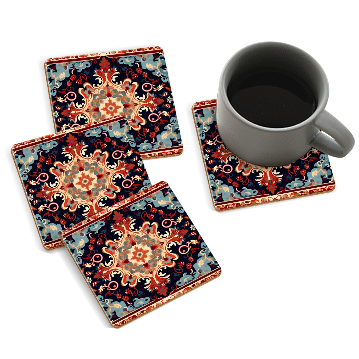Coasters for Drinks Bar Beer,Set of 4 ,Square Wooden Housewarming Gift ...