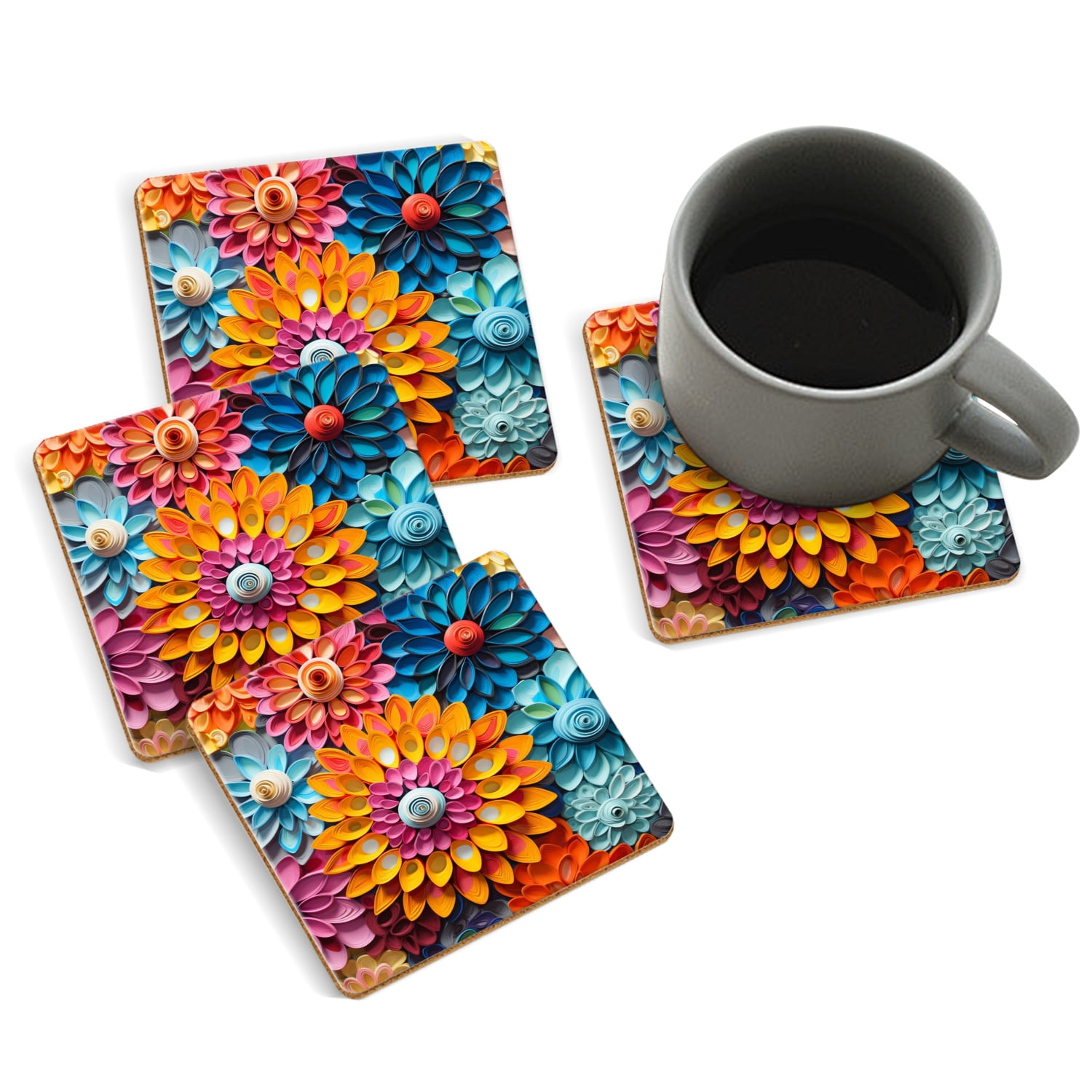 Coasters for Drinks Bar Beer,Set of 4 ,Square Wooden Housewarming Gift ...