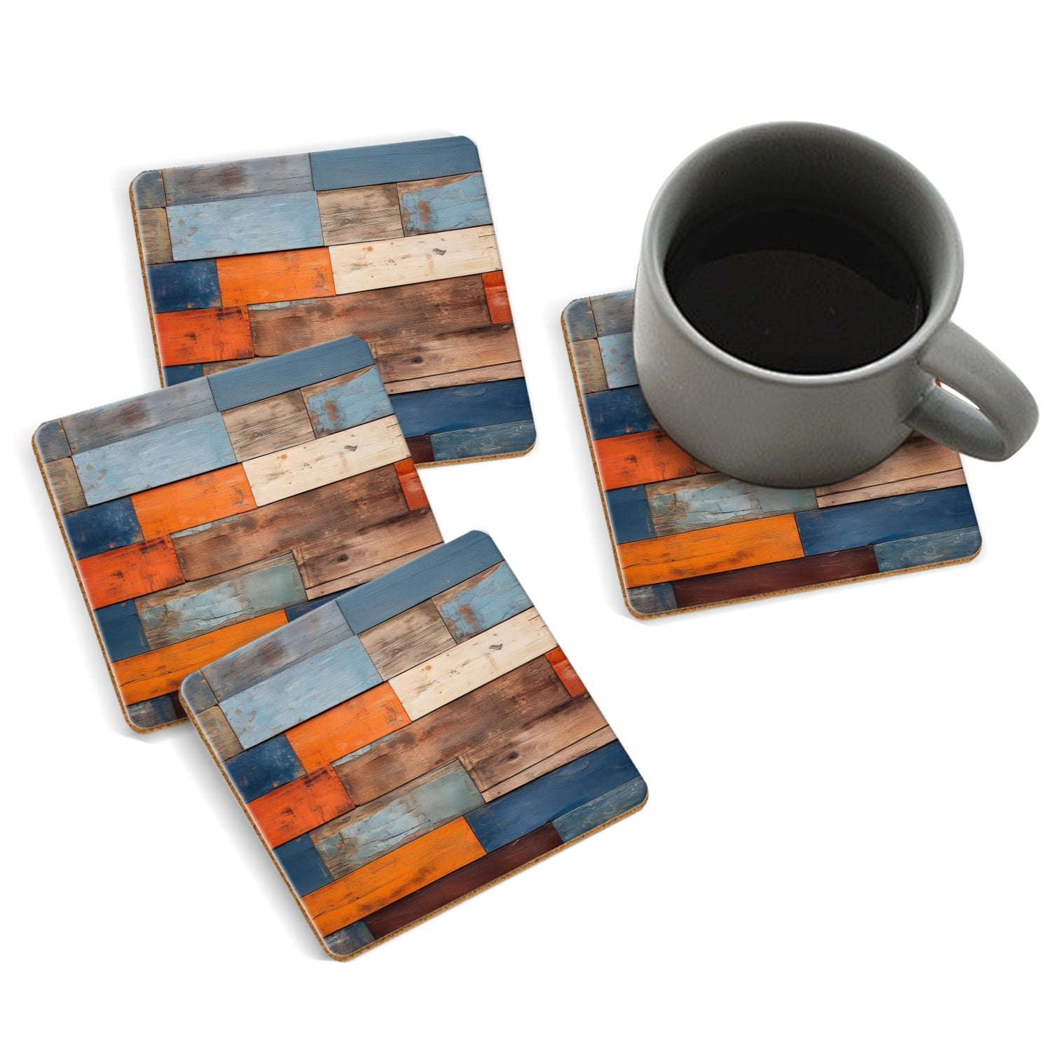 Coasters for Drinks Bar Beer,Set of 4 ,Square Wooden Housewarming Gift ...
