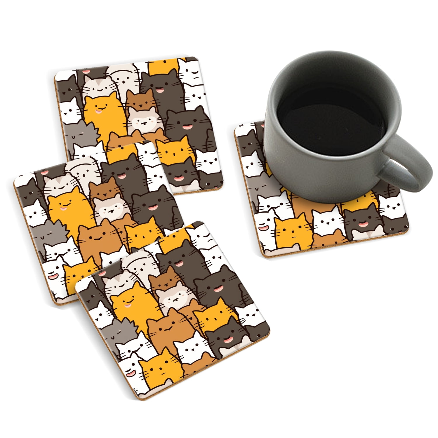 Coasters for Drinks Bar Beer,Set of 4 ,Square Wooden Housewarming Gift ...