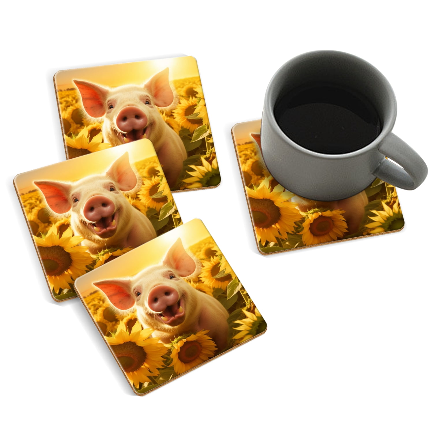Coasters for Drinks Bar Beer,Set of 4 ,Square Wooden Housewarming Gift ...