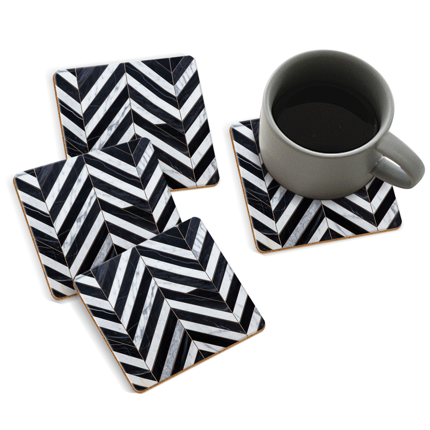 Coasters for Drinks Bar Beer,Set of 4 ,Square Wooden Housewarming Gift ...