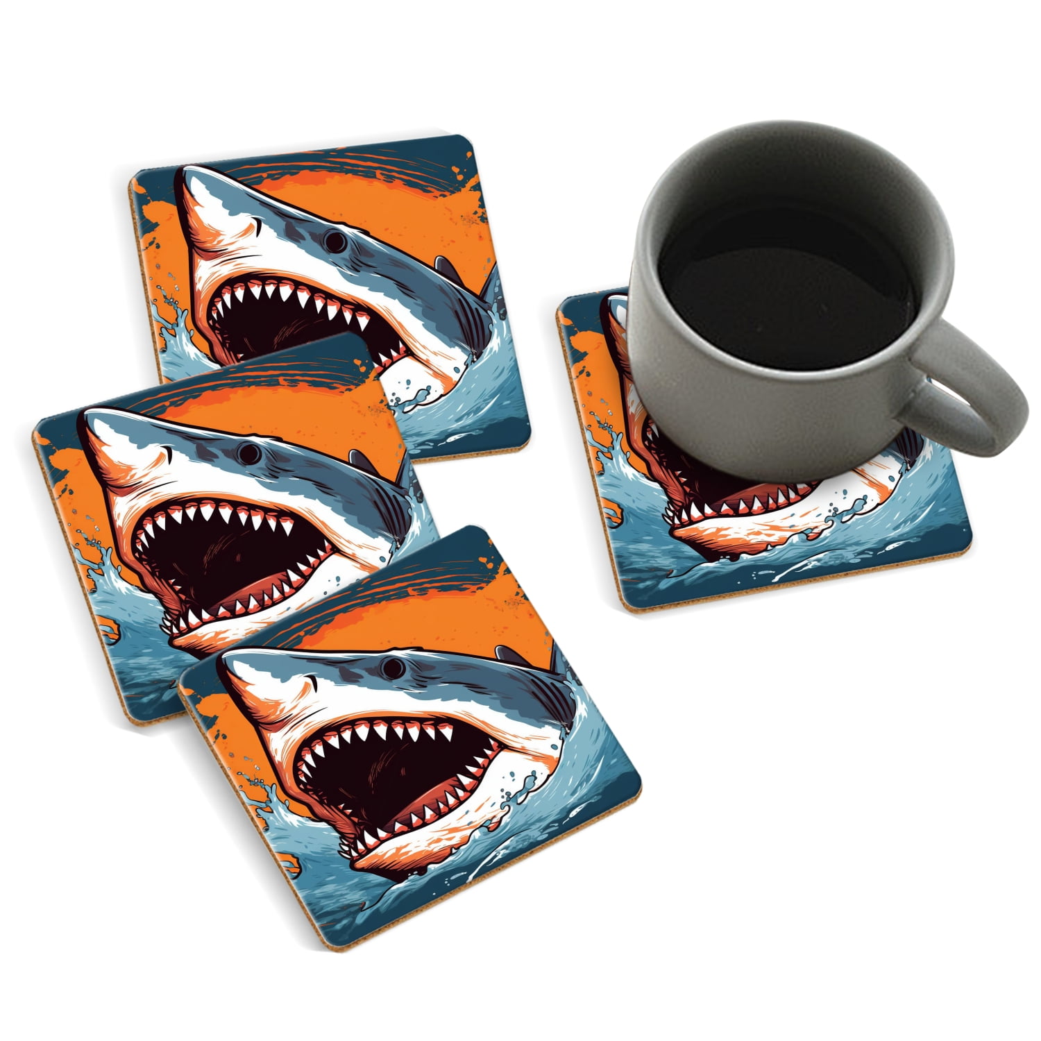 Coasters for Drinks Bar Beer,Set of 4 ,Square Wooden Housewarming Gift ...