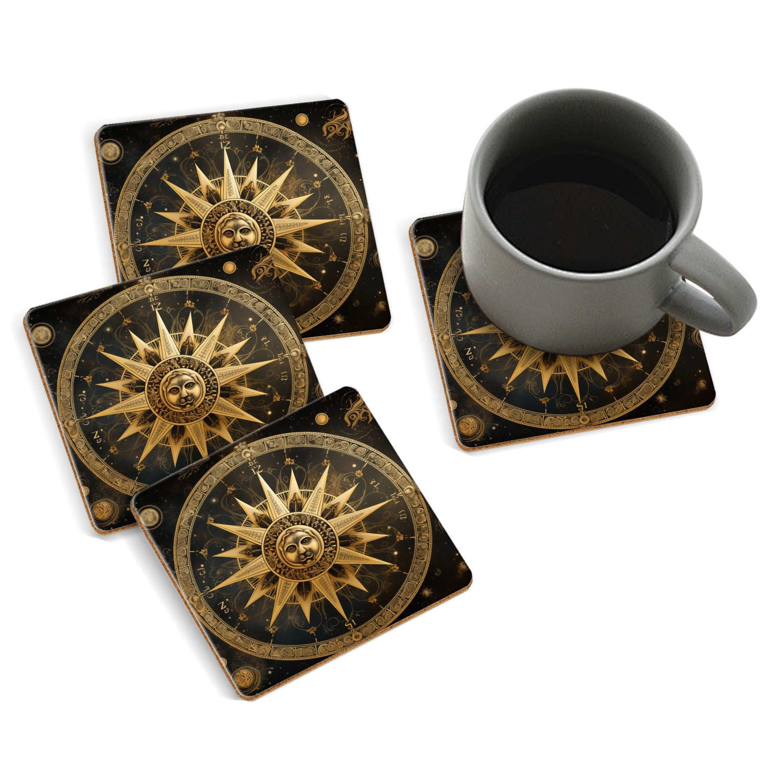 Coasters for Drinks Bar Beer,Set of 4 ,Square Wooden Housewarming Gift ...