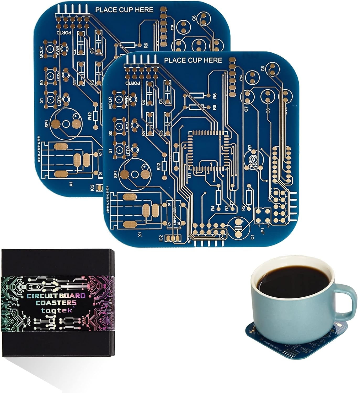 Coasters for Drinks in PCB-Design Blue Coasters Decor with Immersion ...