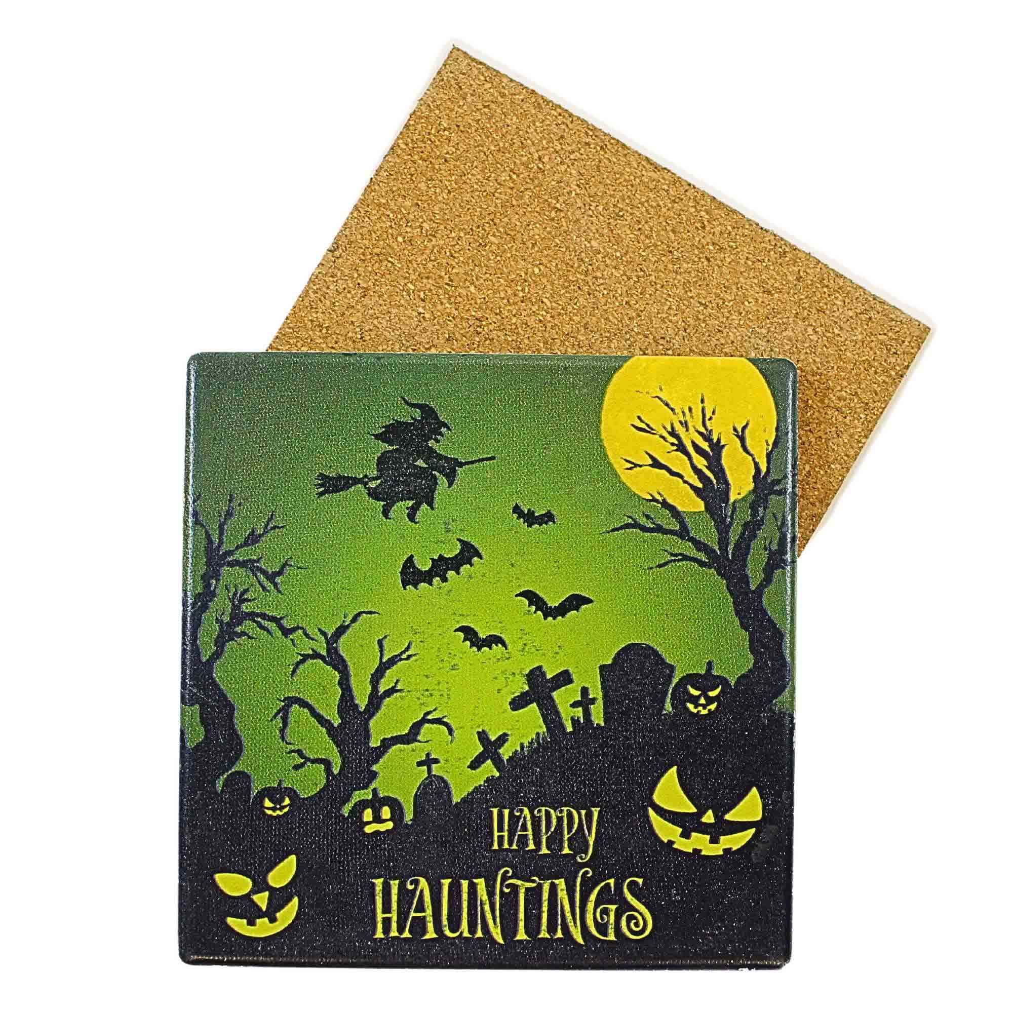 Coasterstone 4.25In Halloween Hauntings Tile Coaster, Sandstone, Ghosts ...