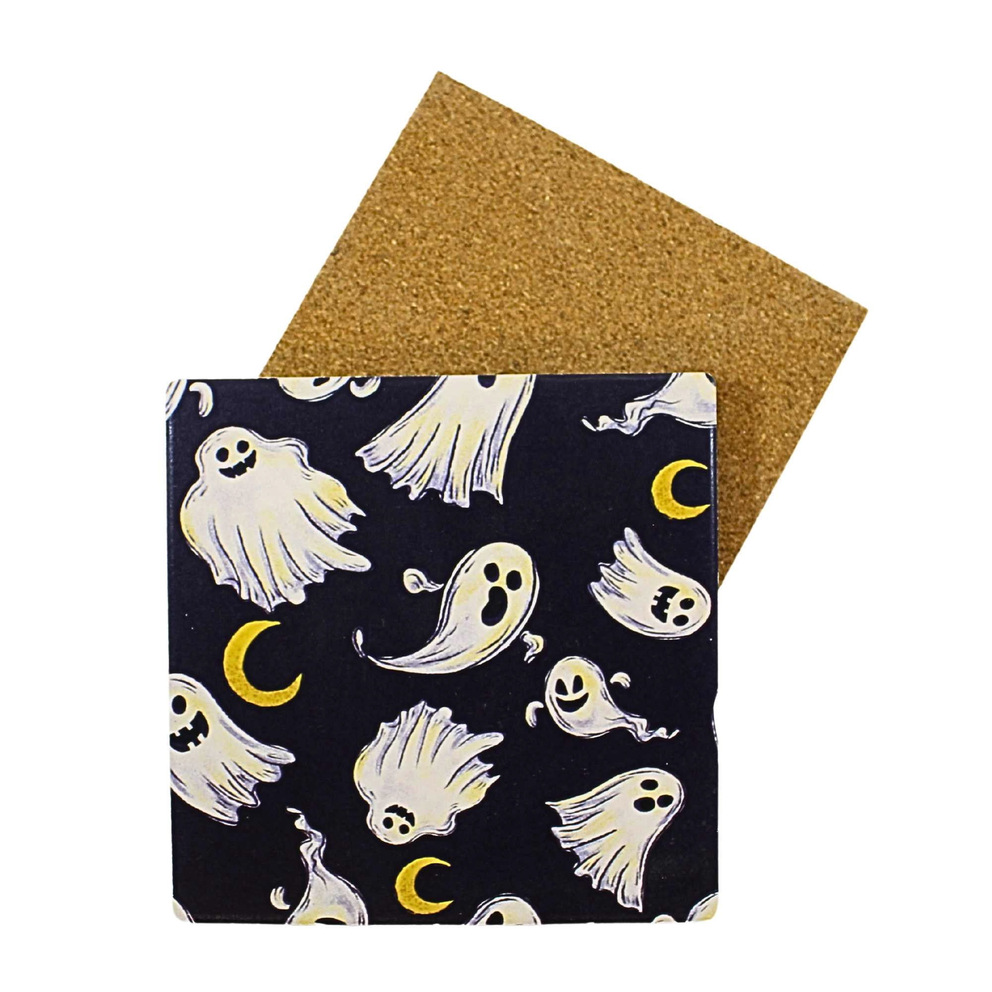 Coasterstone 4.25In Halloween Hauntings Tile Coaster, Sandstone, Ghosts ...