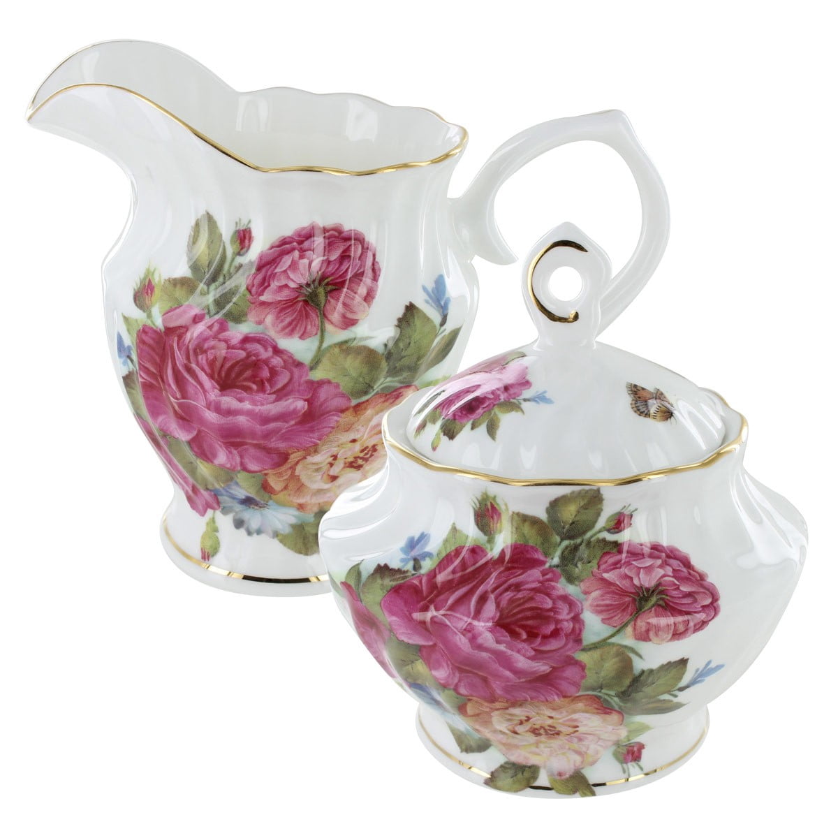 Coastline Imports Sandra's Rose Bone China - Sugar and Creamer Set ...