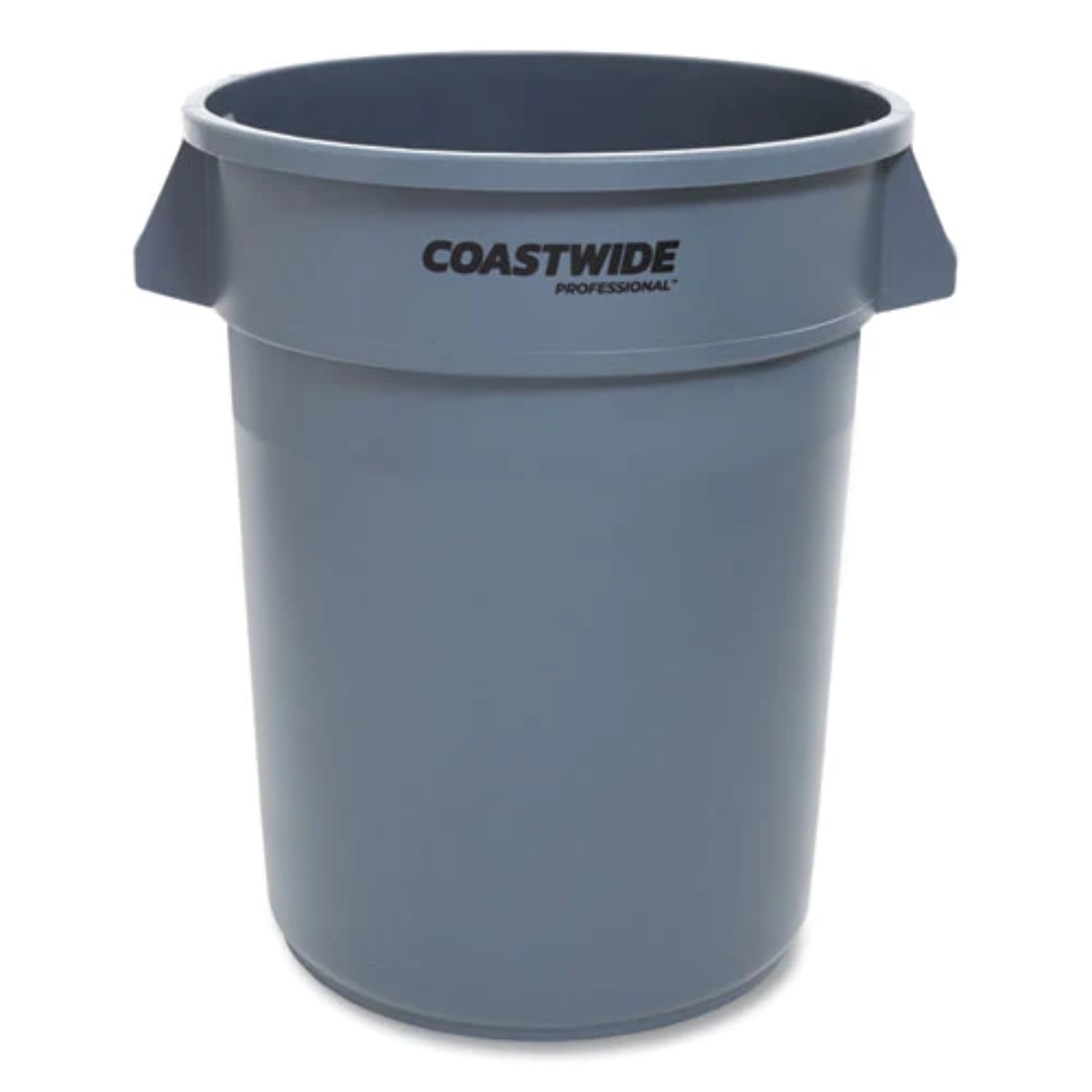 Coastwide Open Top Round Trash Can, Plastic, 32 gal, Gray, Each ...