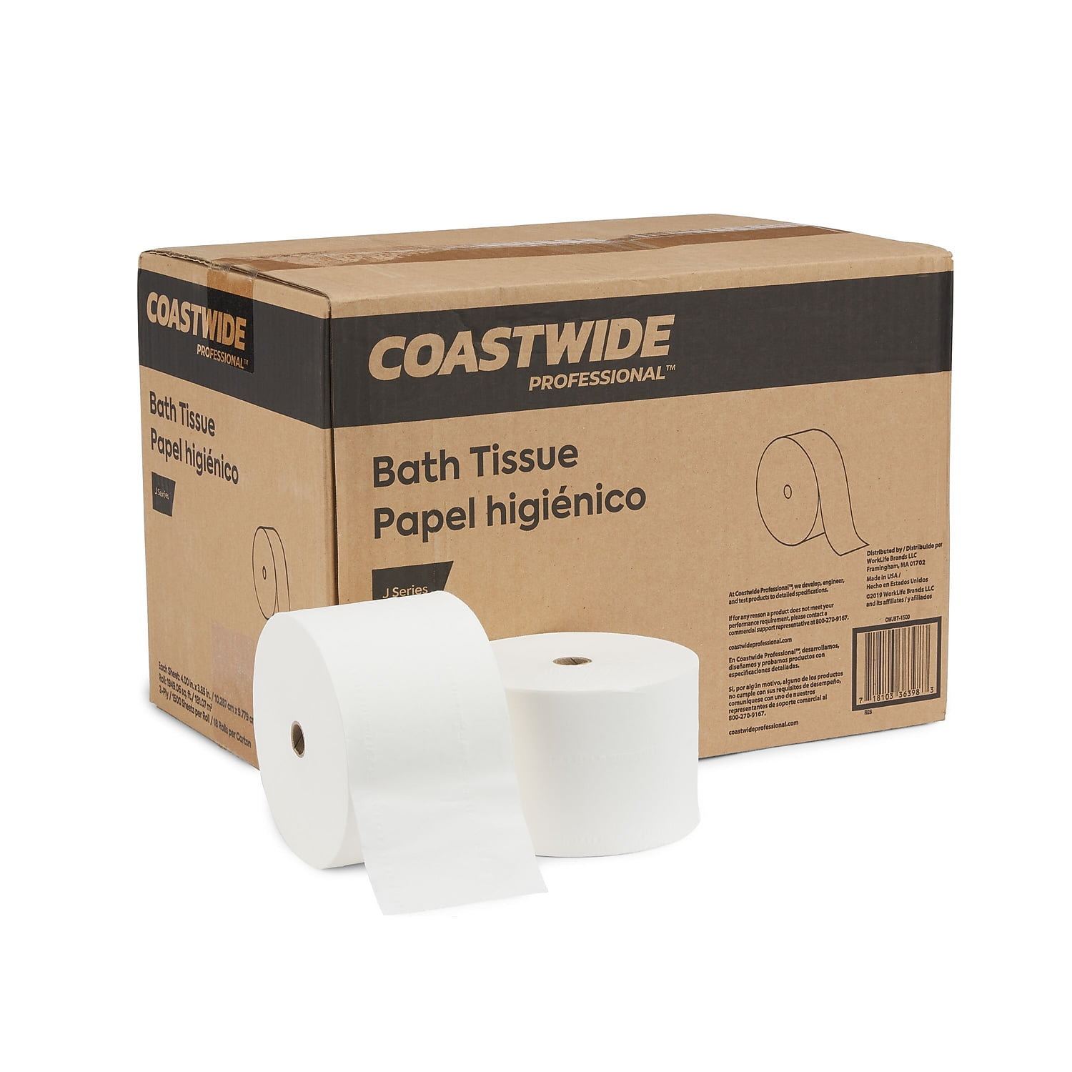 COASTWIDE 2-Ply Small Core Bath Tissue White 1500 Sheets CWJBT-1500 ...