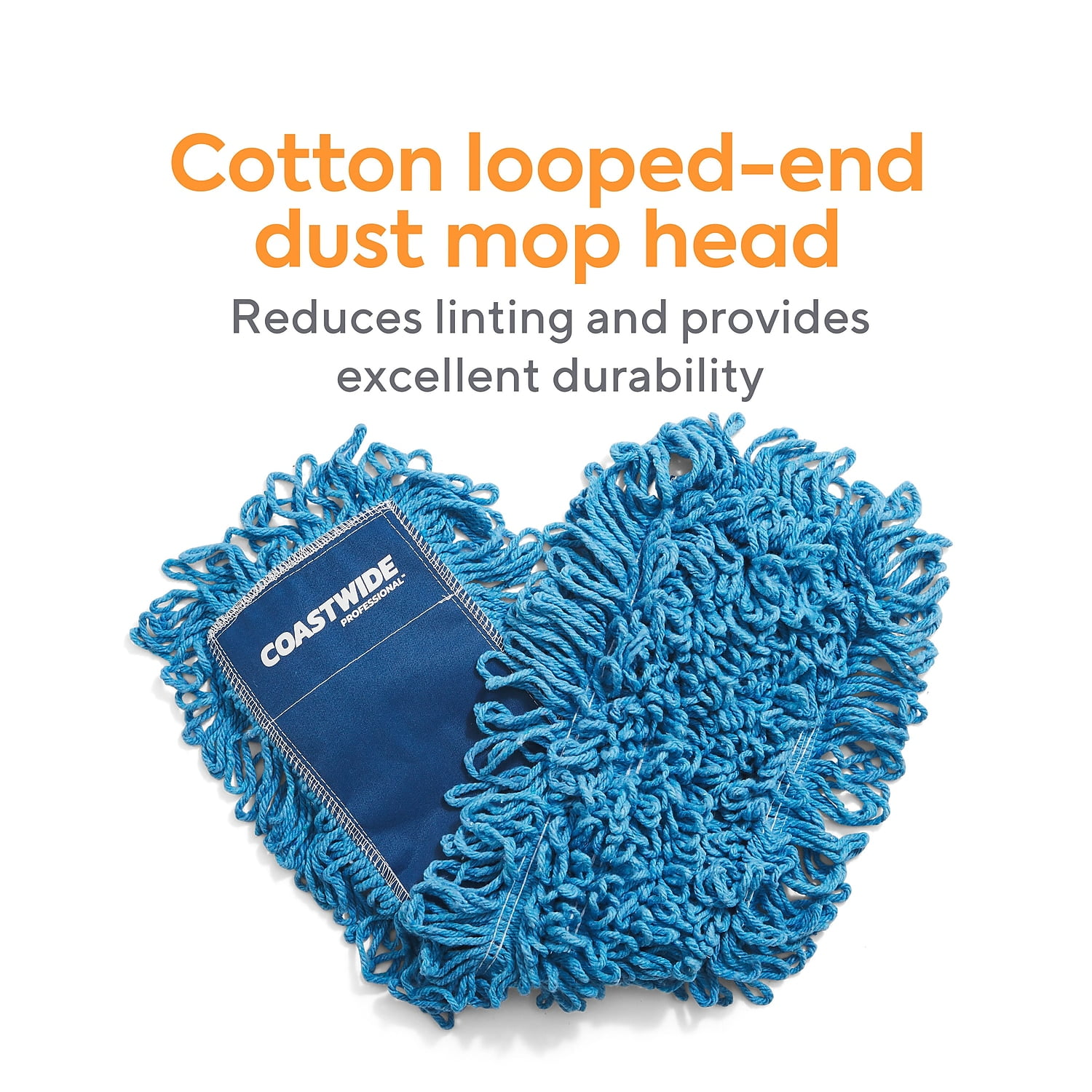 Coastwide Professional Looped-End Dust Mop Head Cotton 24" x 5" Blue 3 ...