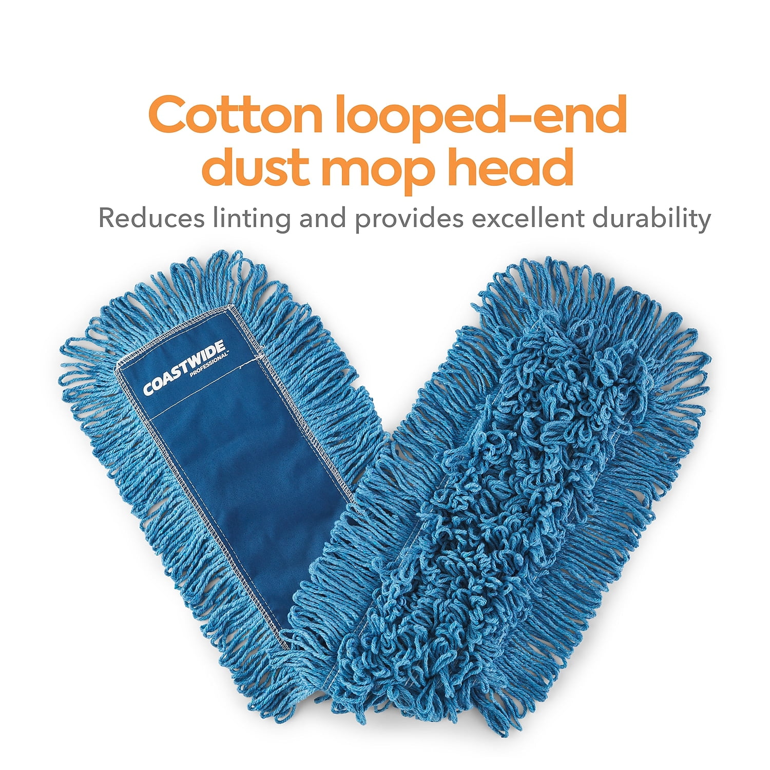 Coastwide Professional Looped-End Dust Mop Head Cotton 36" x 5" Blue 2 ...