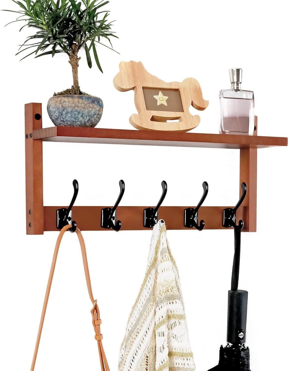 Coat 17IN Wooden Rack Wall Mount with Shelf, Coat Hanger Wall Mount ...