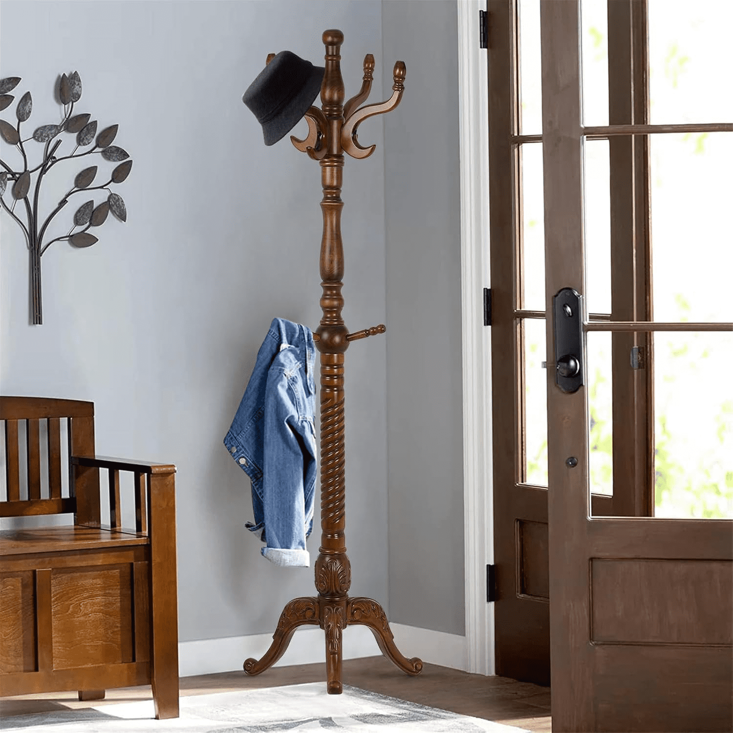 Coat Freestanding Coat Tree with Sturdy Round Base Coat Hanger Stand ...