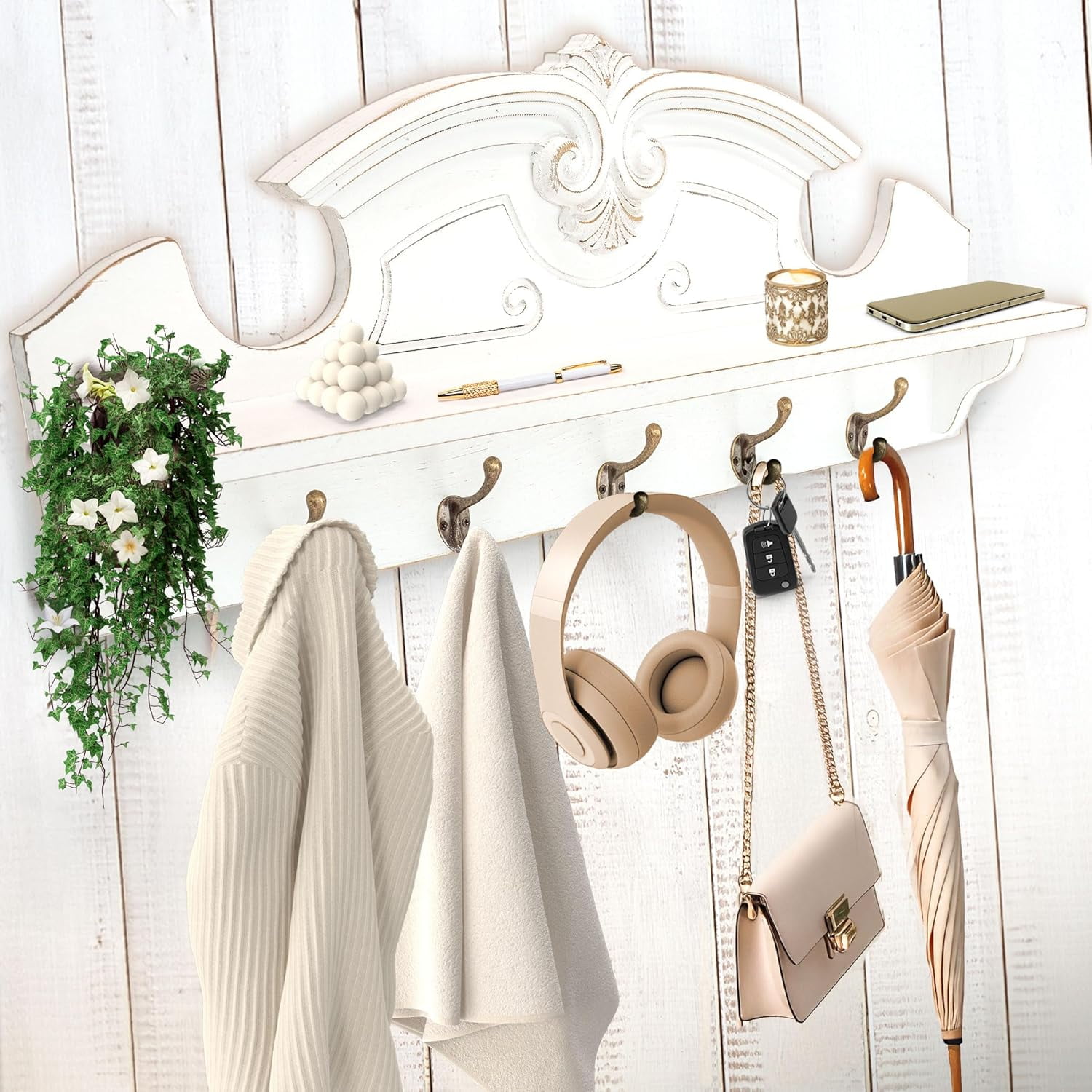 Coat Hanger Wall Mount with Shelf - Gorgeous 24" Farmhouse Coat Rack ...