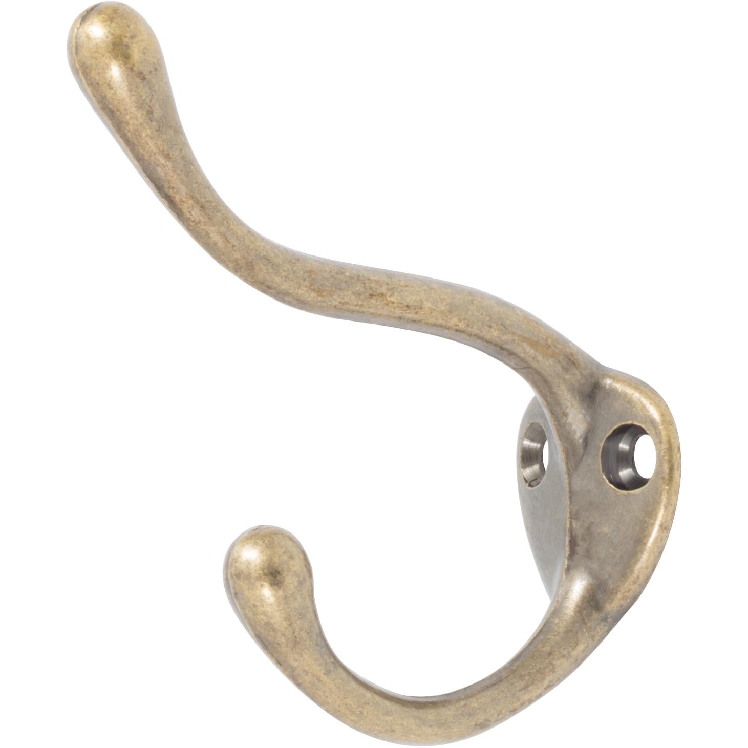 Coat & Hat Hook, 3-1/2" High, 2-1/4" Projection, Antique Brass by Stone ...