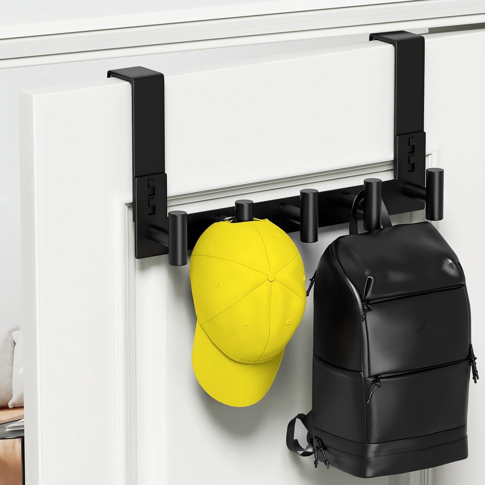 Coat Hooks Black Fits 1-3/4" Thick Door-"T" Shape 5 Hooks-1 Pack ...