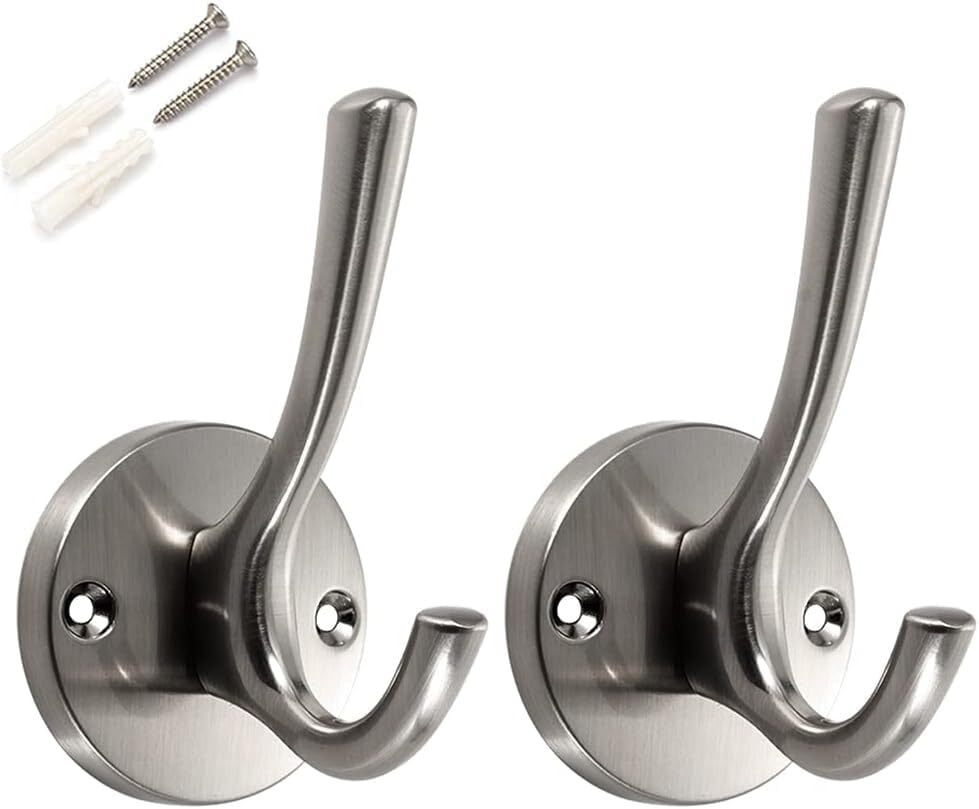 Coat Hooks Brushed Nickel 2 Pack Bathroom Hooks for Wall Robe Hook ...