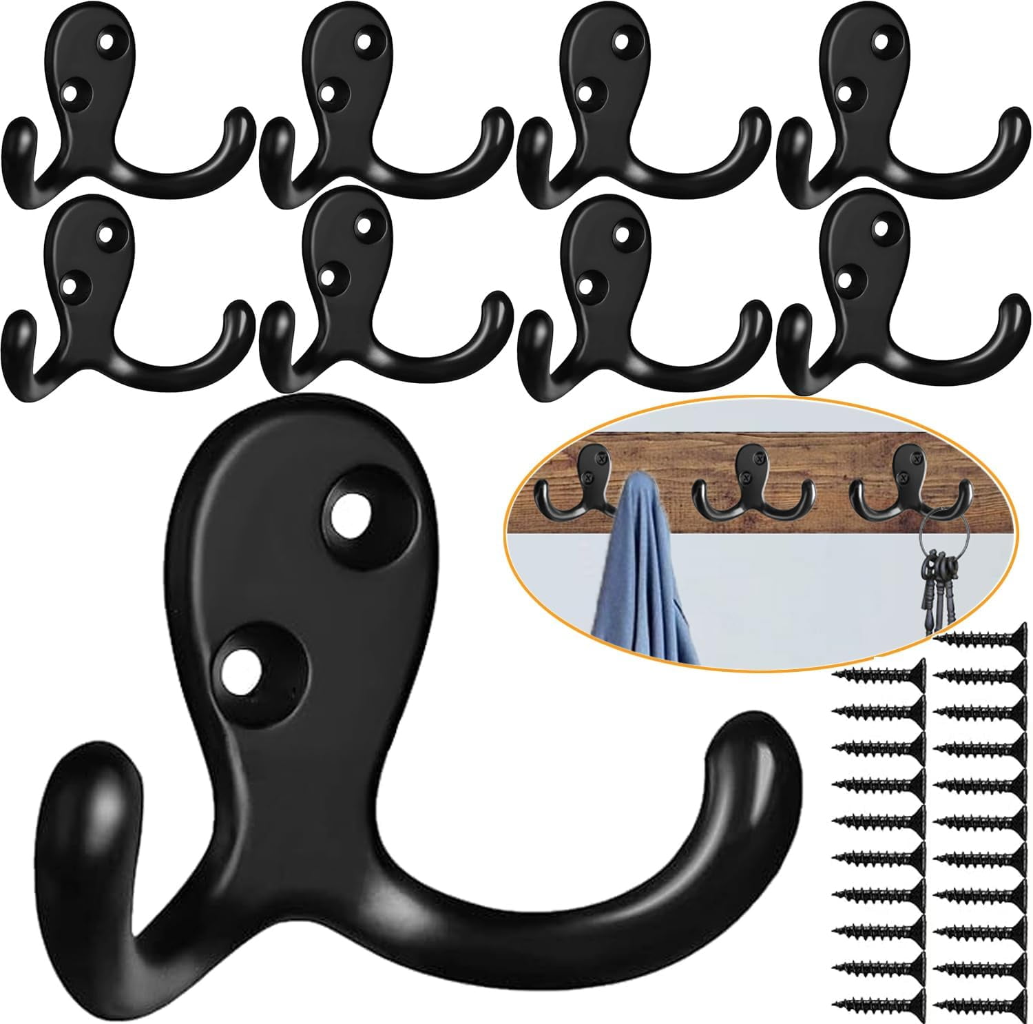 Coat Hooks Hardware, 10Pcs Wall Hooks Heavy Duty Hooks for Hanging ...