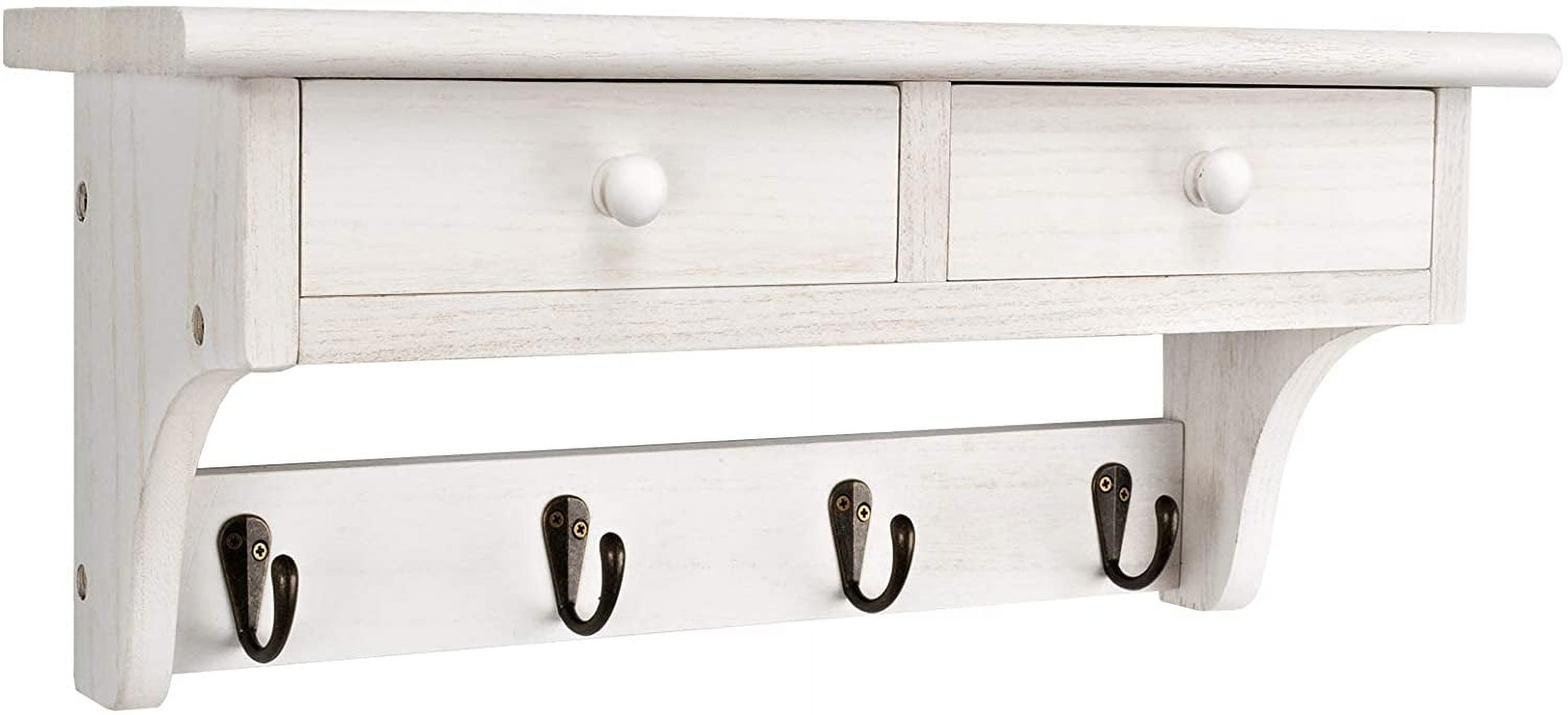 Coat Hooks Mounted, Rustic Wood Coat Rack Mount Shelf with Hooks ...