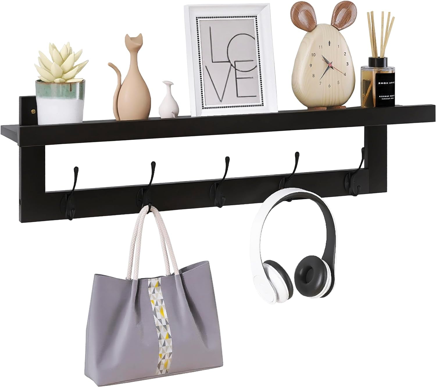 Coat Hooks with Shelf Wall-Mounted, 29.2 Inch Entryway Coat Rack for ...