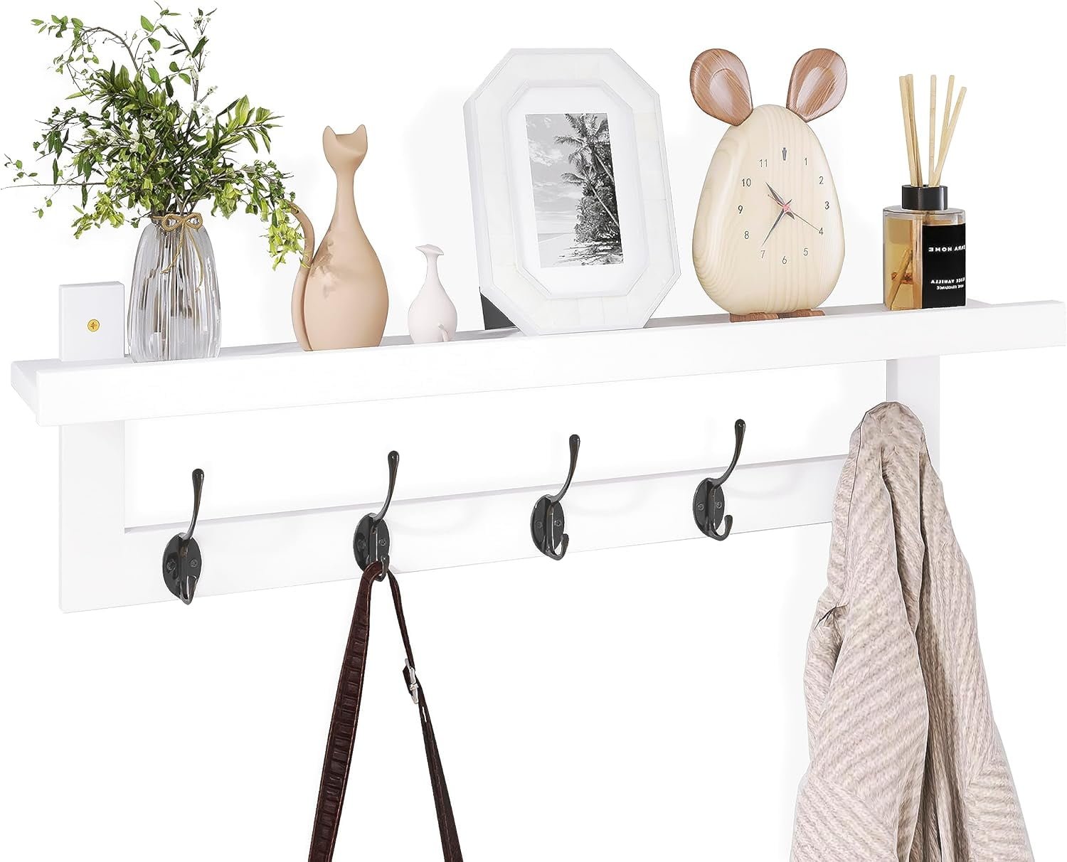 Coat Hooks with Shelf Wall-Mounted, 29.2 Inch Entryway Coat Rack for ...