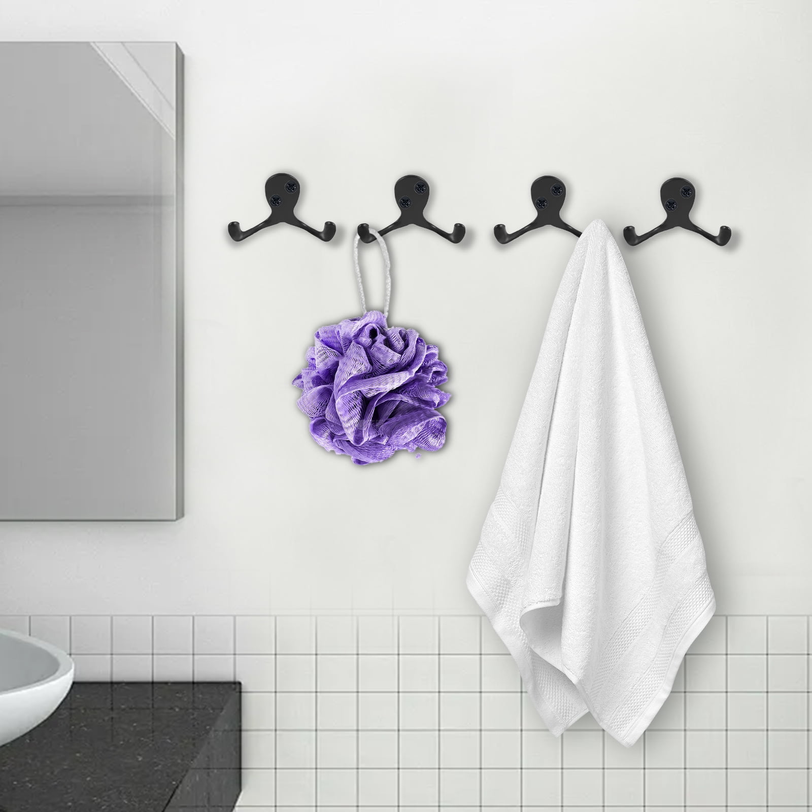 Coat Hooks Solid Double Hooks Utility Hooks Versatile Double Prong Coat ...