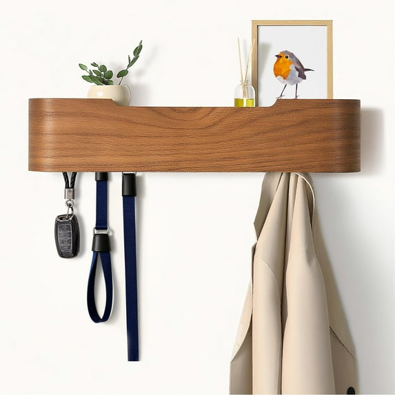 Coat Hooks Wall Mount with Shelf 5 Hidden Hooks 20.75 Inch Entryway ...