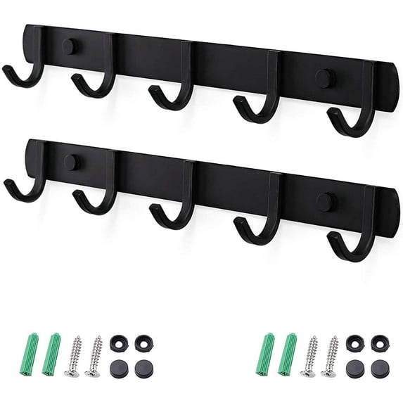 Coat Hooks Wall Mounted, Heavy Duty Metal 5 Coat Hanger Rack for Coat ...