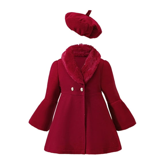 Coat,Jacket Girls Winter Detachable Hood Wool Blend Warm Coat for ...