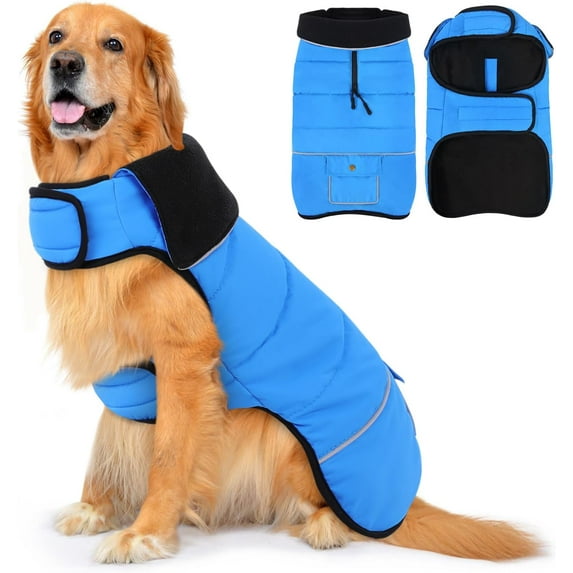Coat, Large Jacket, Windproof Dogs Puffer Jacket, Fleece Lined Warm ...