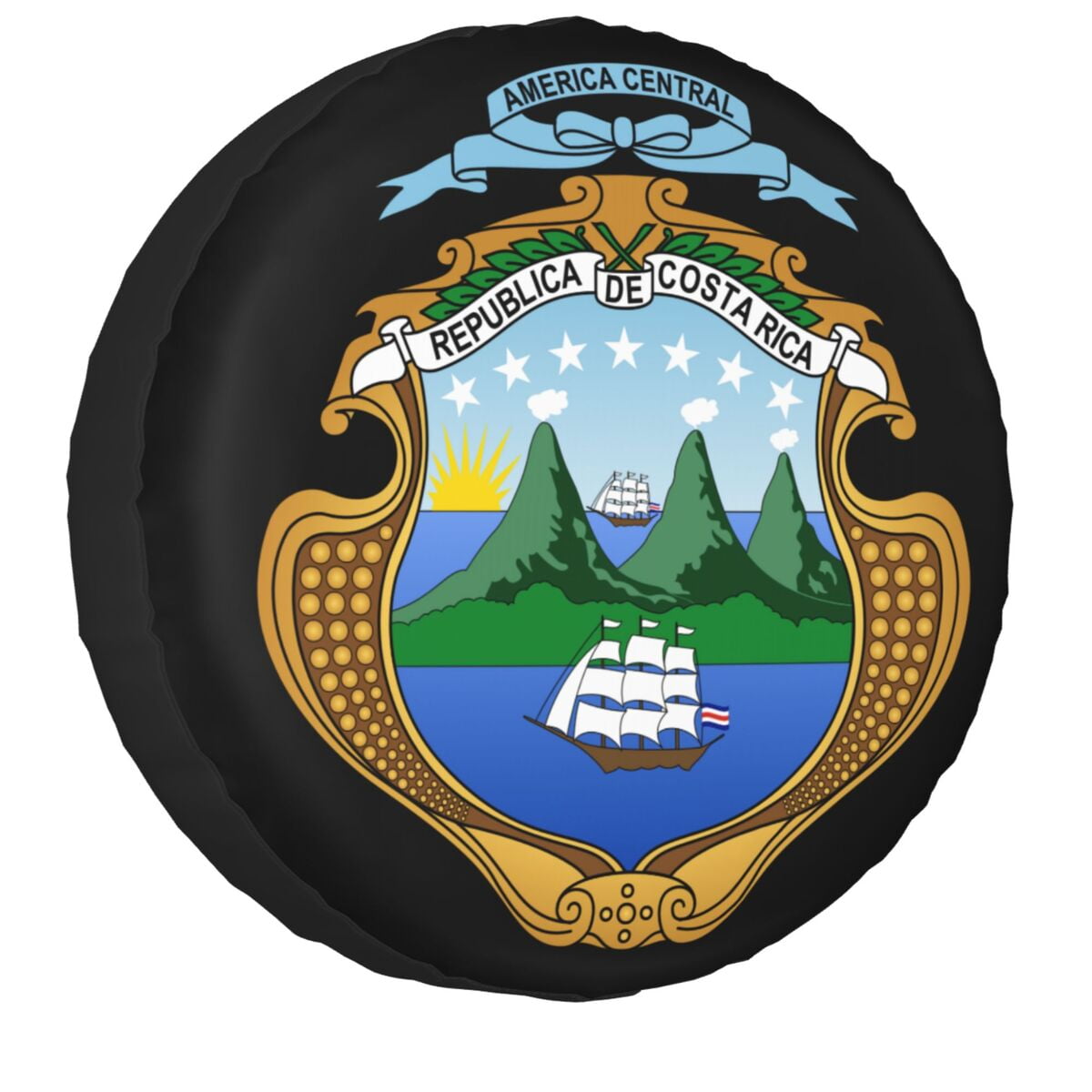 Coat Of Arms Of Costa Rica Spare Wheel Tire Cover Universal for RV SUV ...