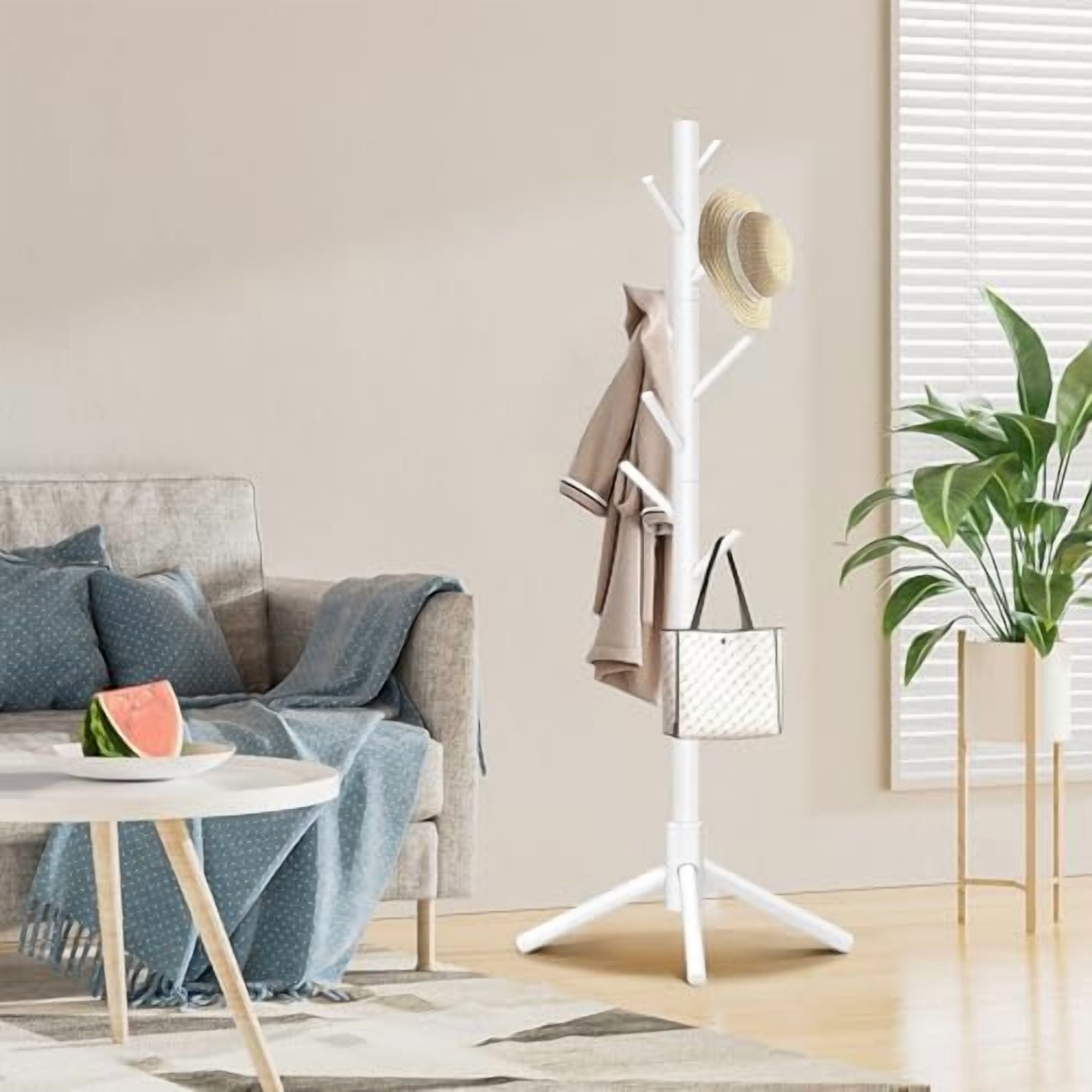 Coat Rack, Coat Racks Freestanding with 8 Hooks 3 Adjustable Heights ...
