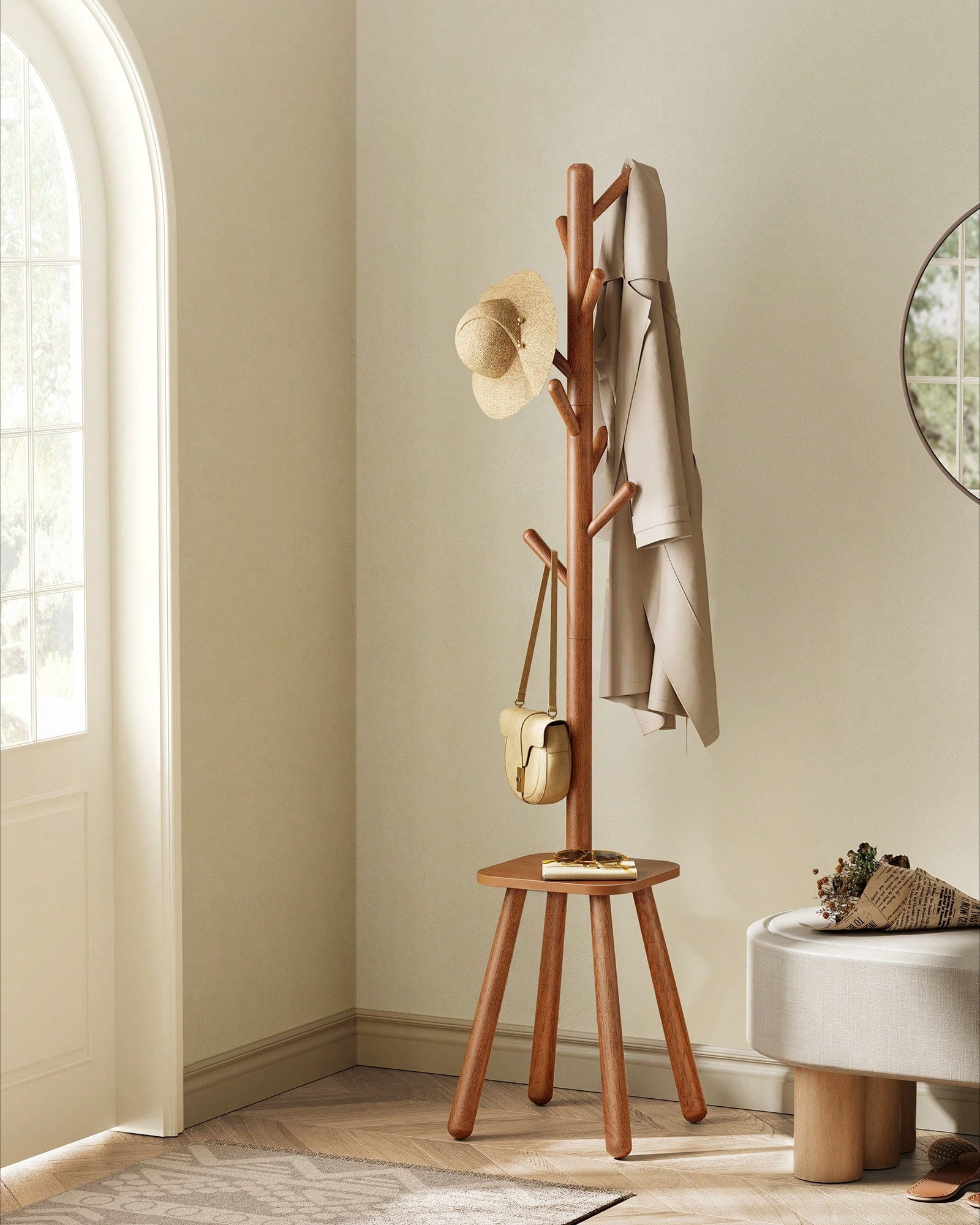 Coat Rack, Free Standing Coat Stand, Hall Coat Tree With 8 Hooks And ...