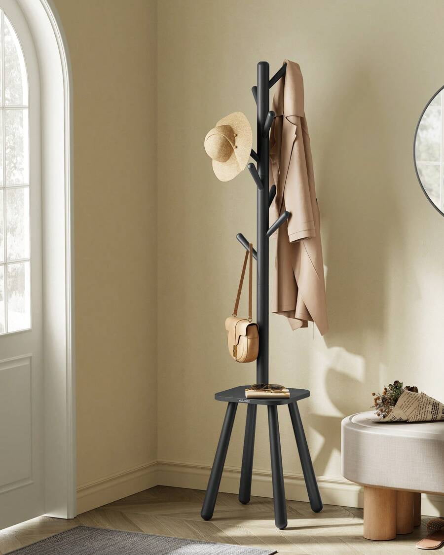 Coat Rack, Free Standing Coat Stand, Hall Coat Tree With 8 Hooks And ...
