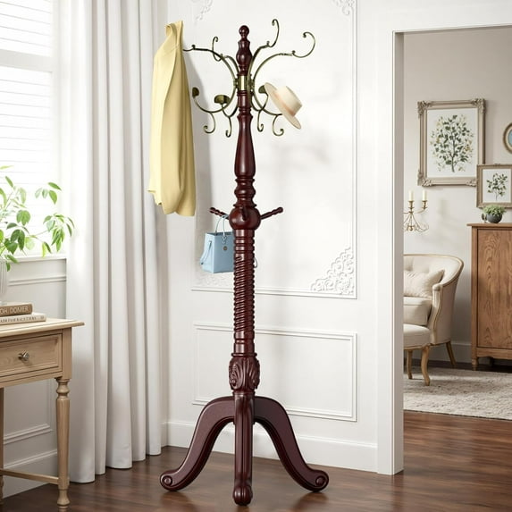 Coat Rack Freestanding with 12 Metal Hooks Heavy Duty Coat Tree with ...