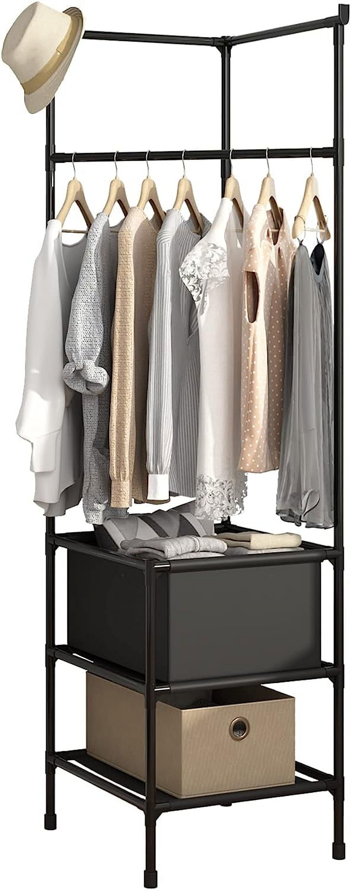 Coat Rack Freestanding Closet Organizer,Simple Hall Tree with 2 Storage ...
