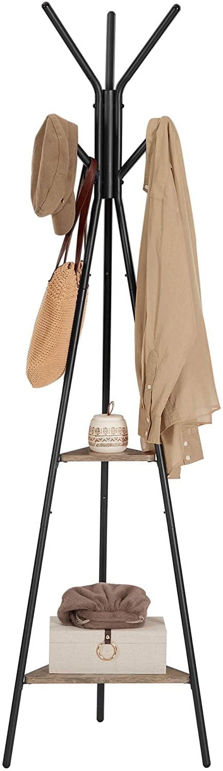 VASAGLE Industrial Style Coat Rack, Freestanding Hall Tree, 2 Shelves ...
