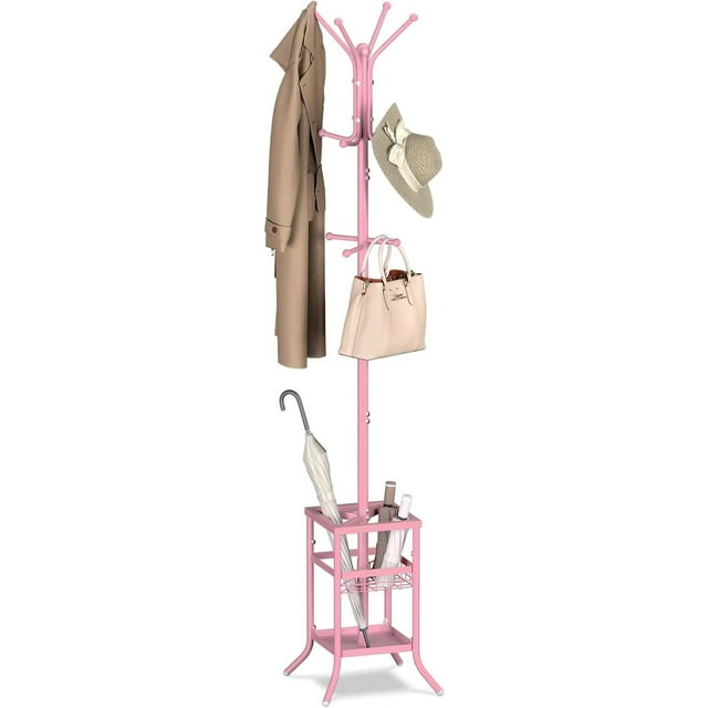 Coat Rack Freestanding, Coat Tree with Umbrella Holder, Metal Coat Rack ...